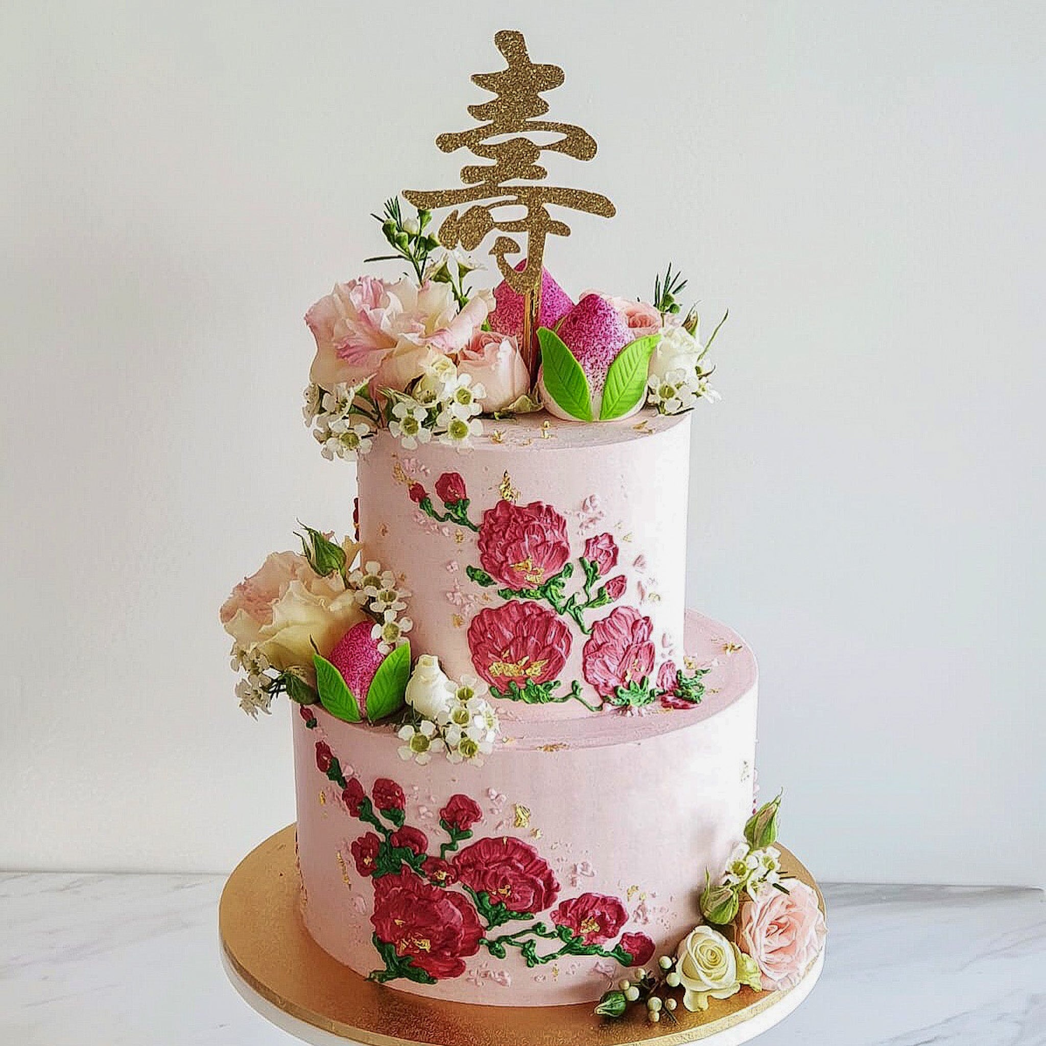 Pink Floral Longevity Cake – Bloomsbury Bakers
