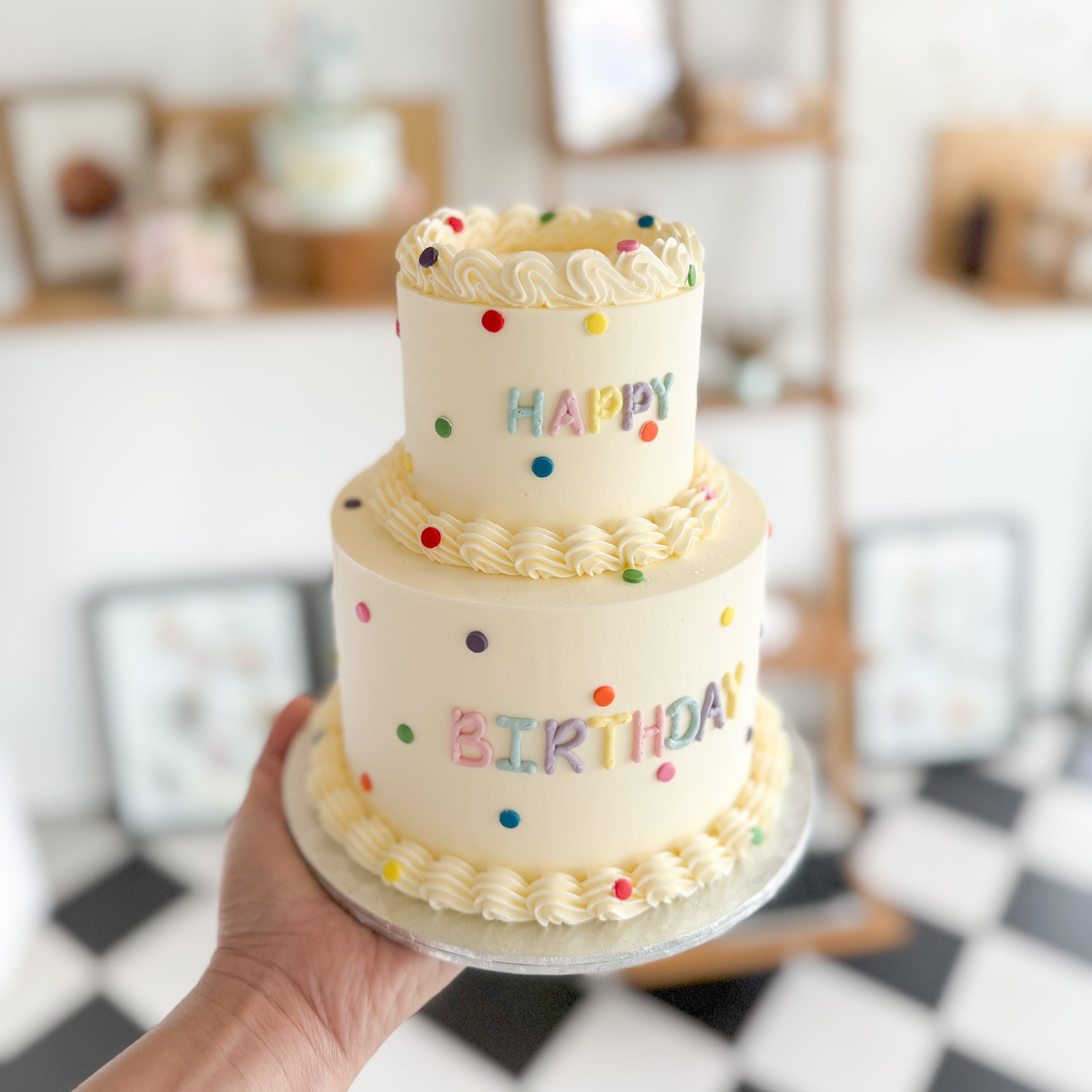 Mini 2 Tier Polka Dots Cake – Bloomsbury Bakers