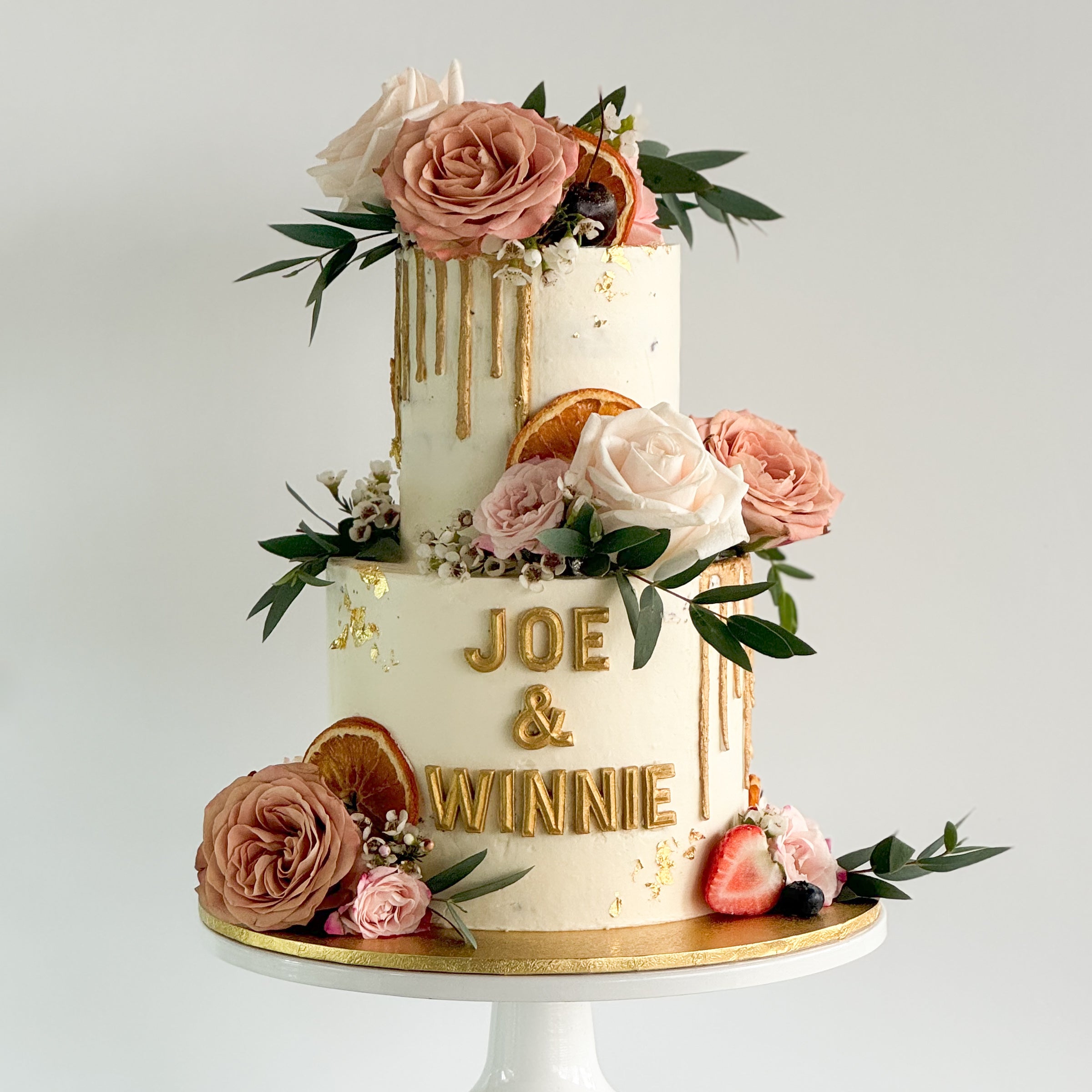 Sunset Drip Fresh Floral Cake – Bloomsbury Bakers